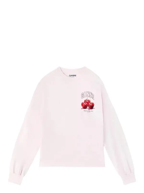 GANNI Long-sleeve Graphic Top - Pink