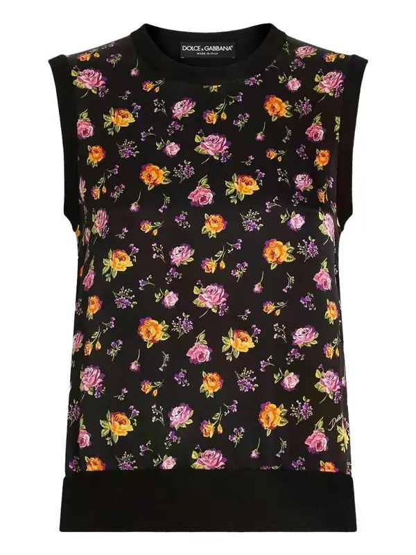 Dolce & Gabbana Floral Print Tank Top - Black