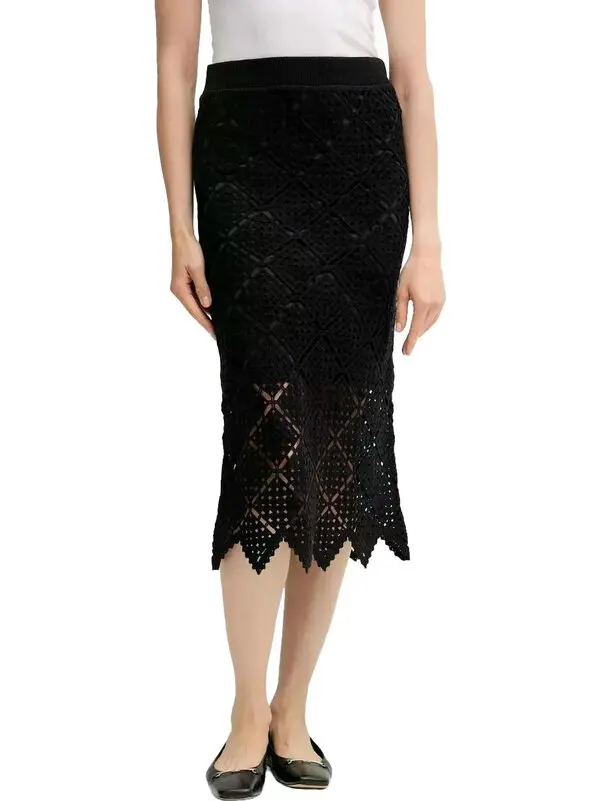 Dkny Openwork Midi Skirt - Black