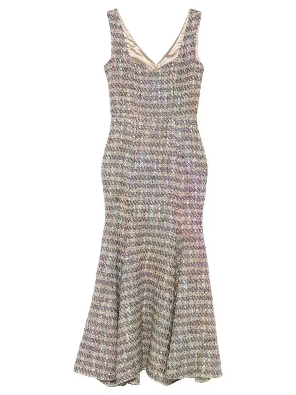 MIAU BY CLARA ROTESCU Tweed Maxi Dress - Grey