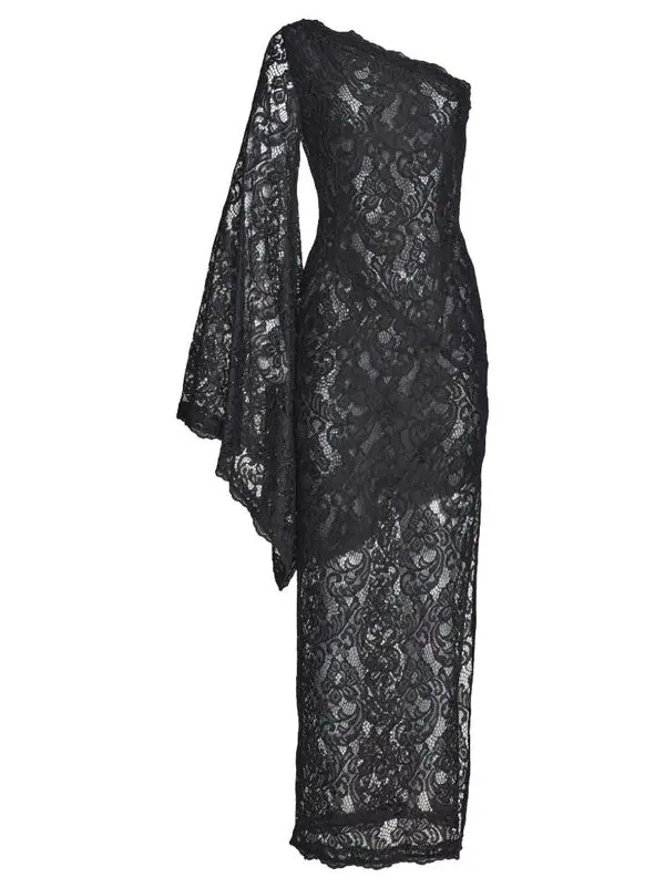AXEL 113 Lilith One-shoulder Lace Dress - Black