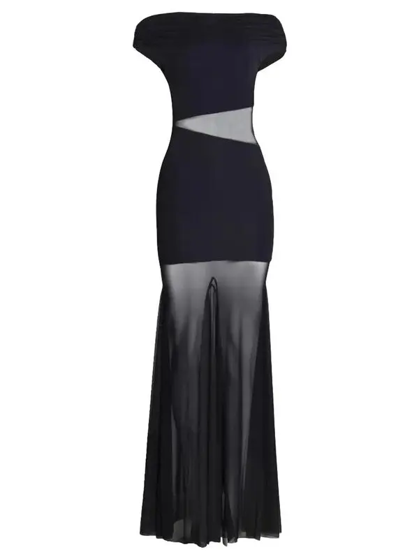 AXEL 113 Noire Semi-sheer Floor-length Dress - Black