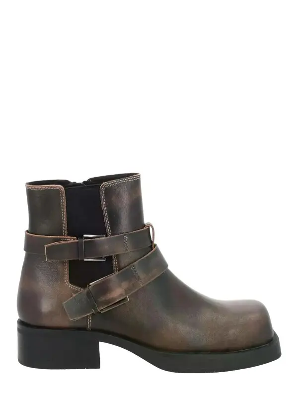 Ash Buckle Strap Boots - Brown