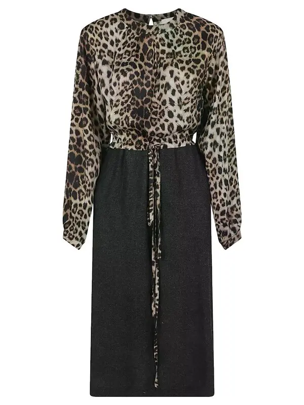 CRIDA MILANO Animal-print Tie Dress - Black