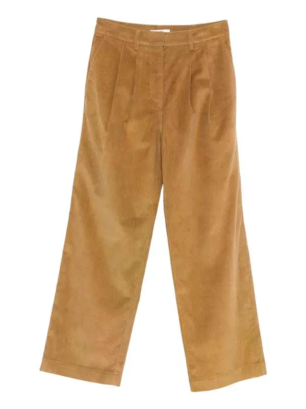 Co Collection Pleated Corduroy Trousers - Brown
