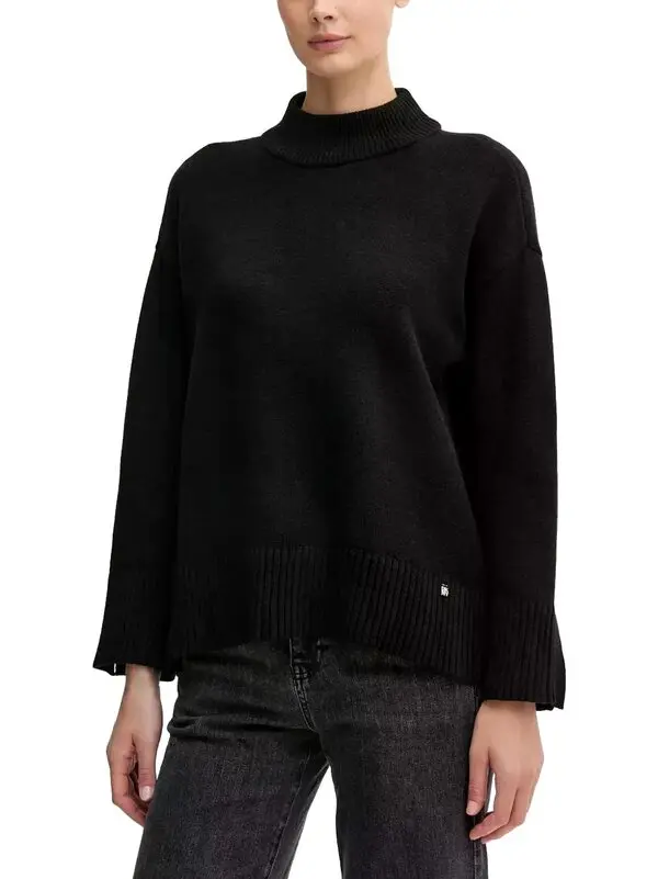 Dkny Ribbed Funnel-neck Knitwear - Black