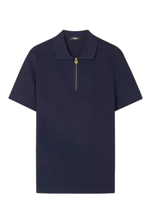 Versace Zip-detail Polo Shirt - Blue