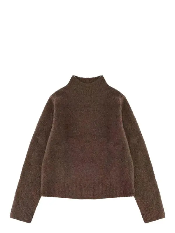 BOSS Funnel Neck Knit Sweater - Brown