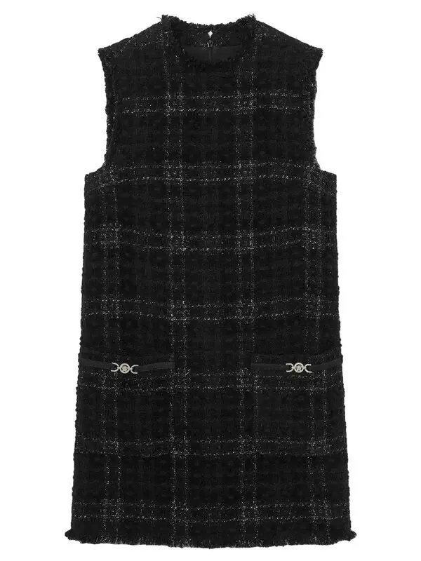 Versace Check-pattern Mini Dress - Black