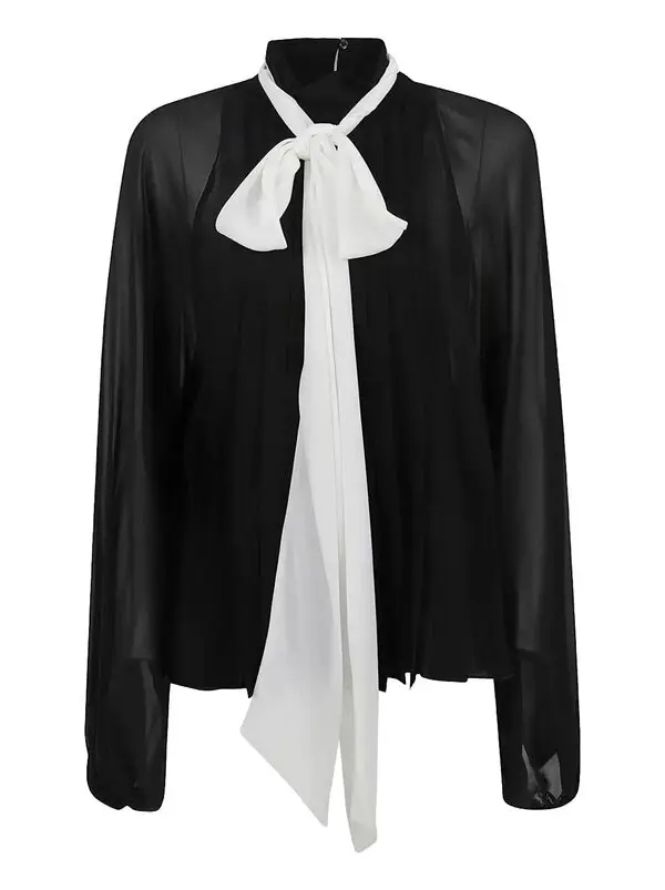 Giambattista Valli Pleated Tie-detail Blouse - Black