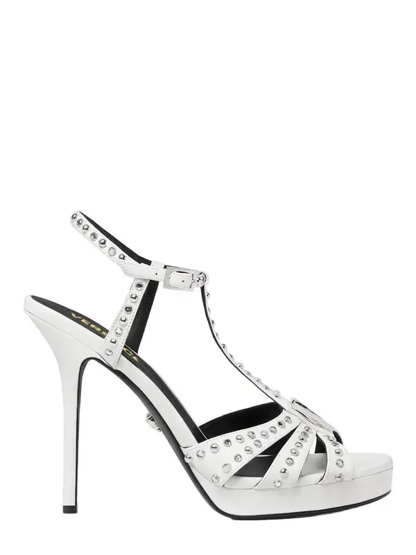Versace 120mm Studded Platform Sandals - White
