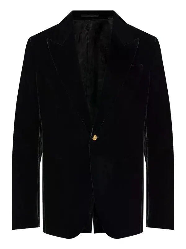 Versace Medusa Button Velvet Blazer - Black