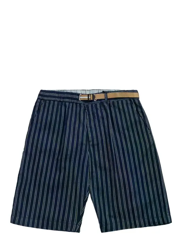 WHITE SAND Striped Bermuda Shorts With Belt - Blue
