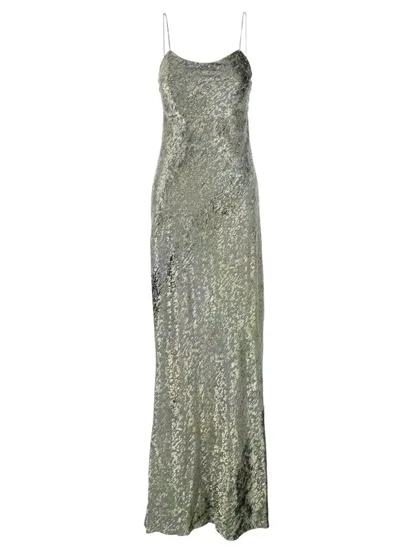 FORTE_FORTE Metallic-finish Maxi Dress - Grey