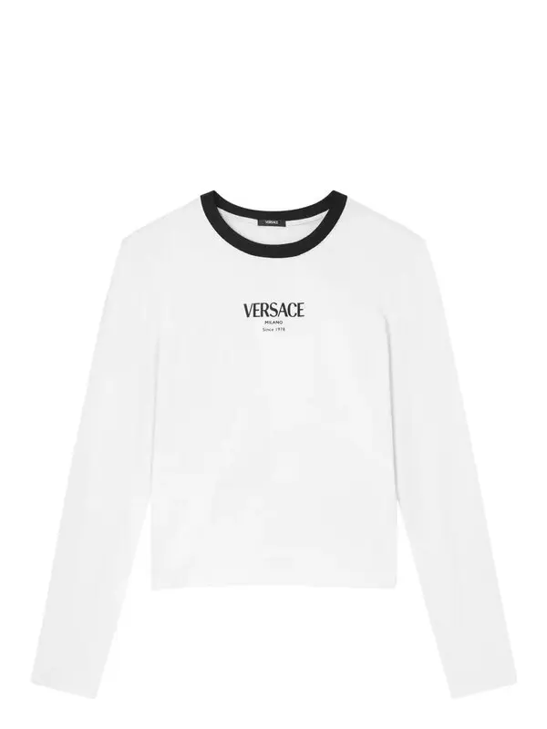 Versace Long-sleeved Logo-motif Top - White