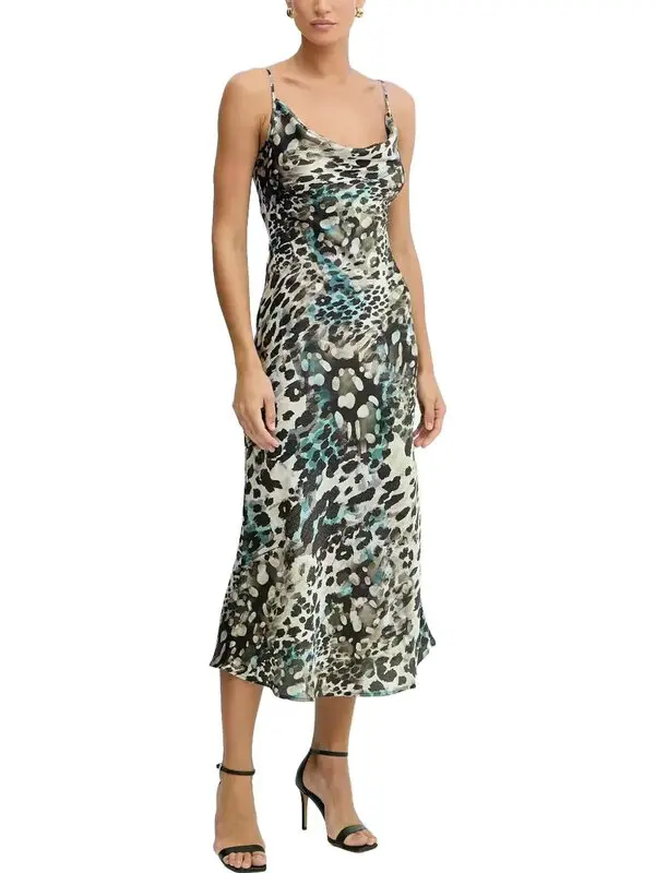 Guess Animal-print Spaghetti Strap Dress - Neutrals