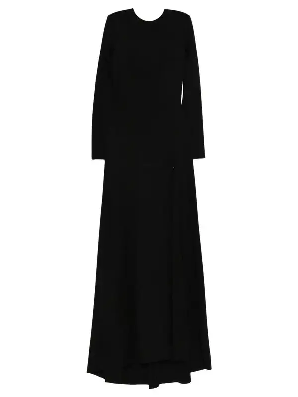 MIAU BY CLARA ROTESCU Long-sleeve Slit Maxi Dress - Black