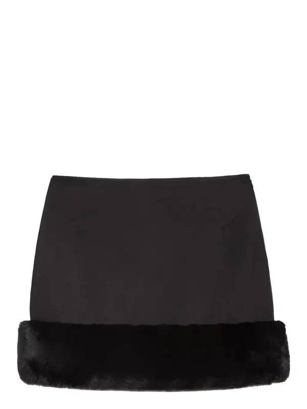 Apparis Faux-fur Trimmed Mini Skirt - Black