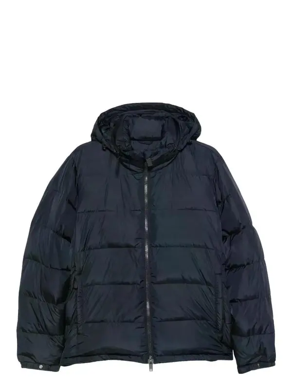 Aspesi Padded Zip Jacket With Hood - Blue