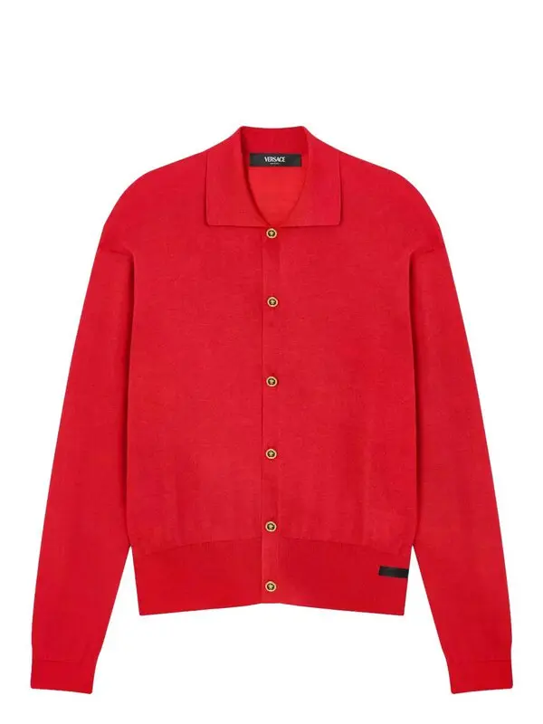 Versace Silk Polo Cardigan - Red