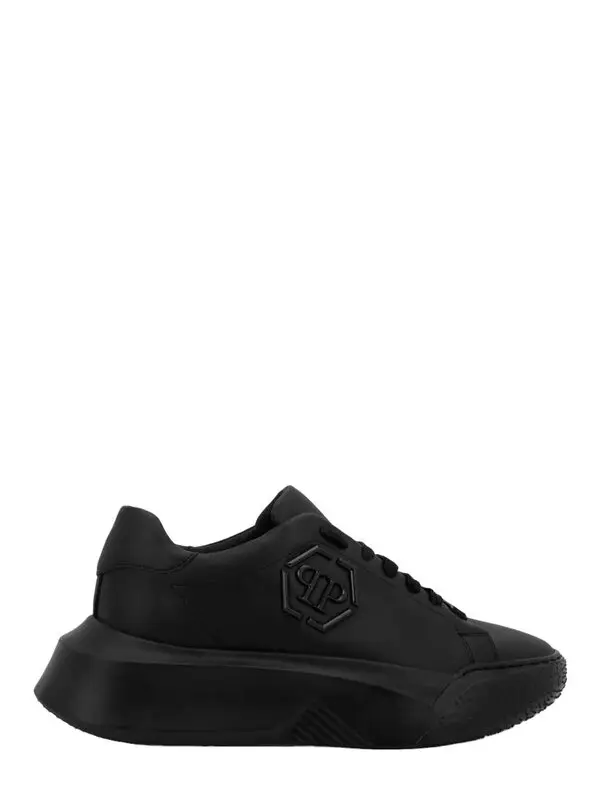 Philipp Plein Hexagon Leather Sneakers - Black