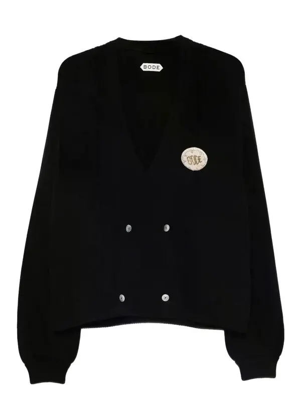 BODE Button Appliqué Cardigan - Black
