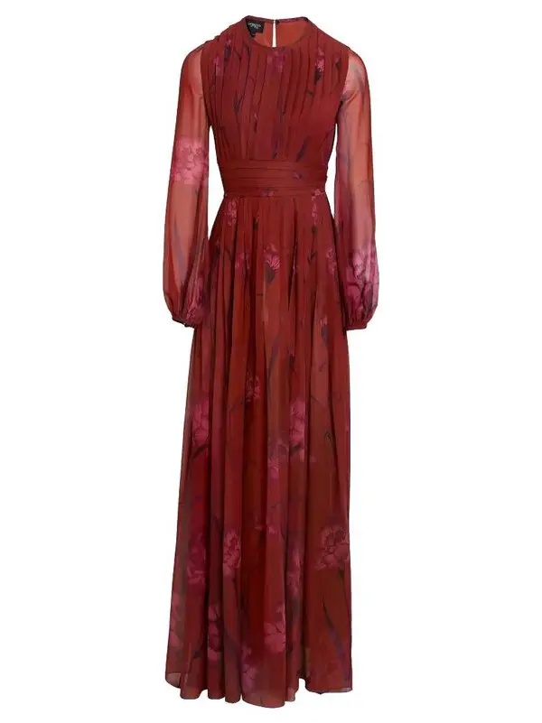 Giambattista Valli Pleated Floral-print Maxi Dress - Red