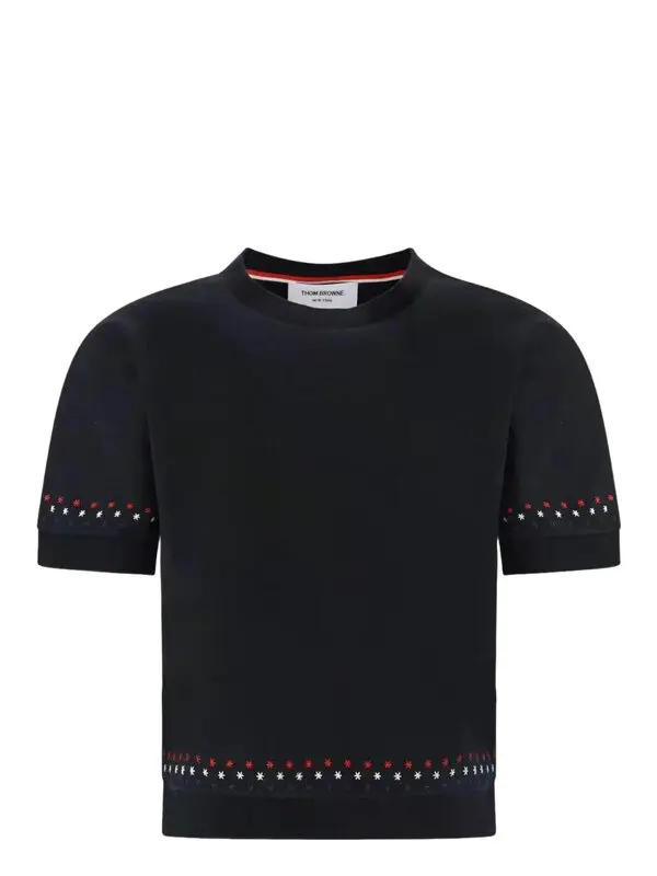 Thom Browne Snowflake-embroidered Crew-neck T-shirt - Black