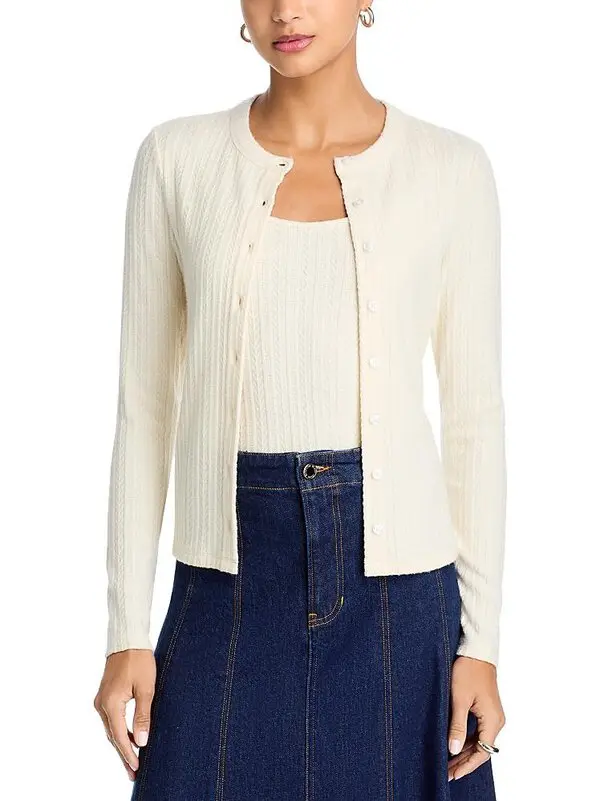 Veronica Beard Lira Crewneck Cardigan - Ecru