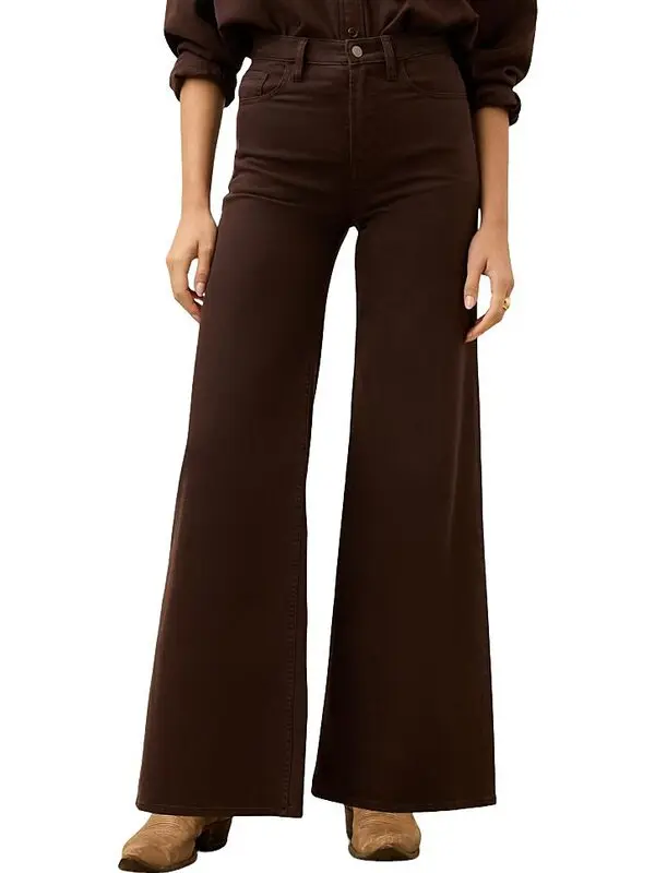 Faherty Brand Saturday High Rise Wide Leg Jeans - Chocolate Brown