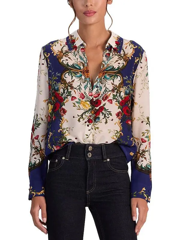 Alice + Olivia Willa Silk Blouse - Gilded Rose