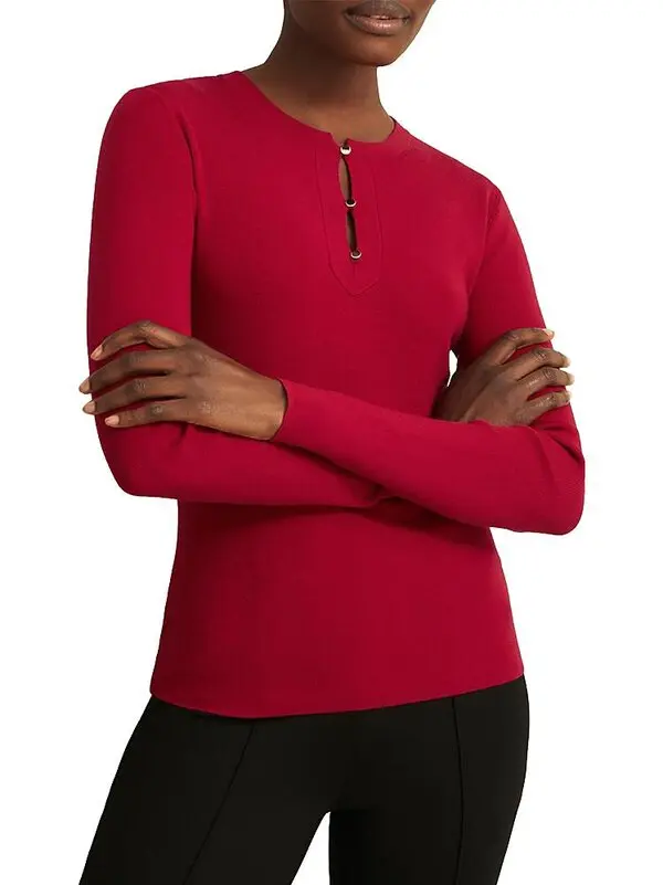 HOBBS LONDON Fitted Crewneck Sweater - Pomegranate