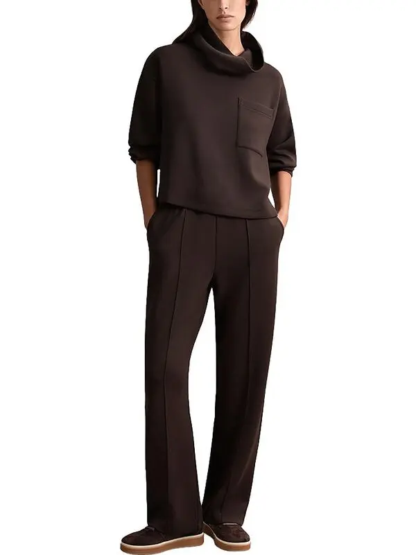 REISS Iris Funnel Neck Top - Dark Chocolate