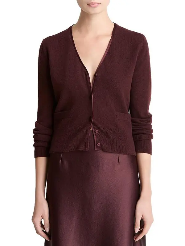 Vince Wool Blend V-neck Cardigan - Oxblood