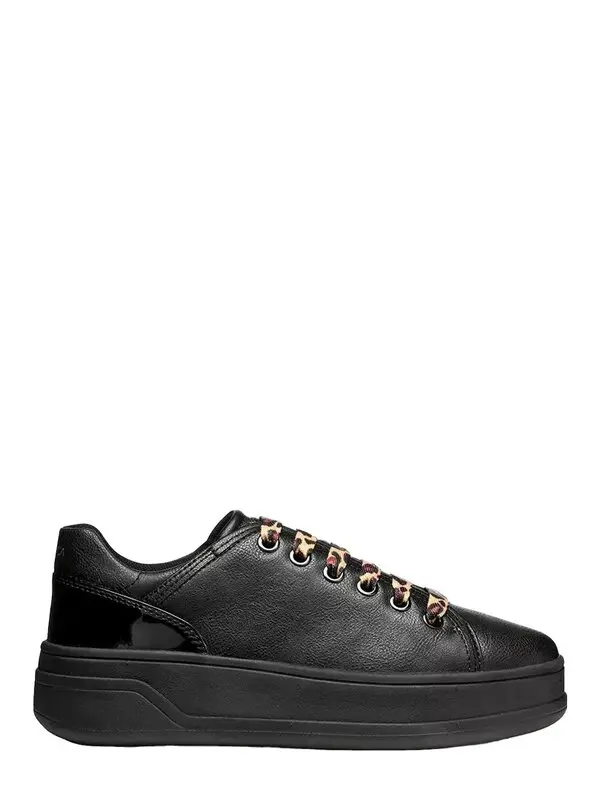 Geox Leather Sneakers With Leopard Laces - Black