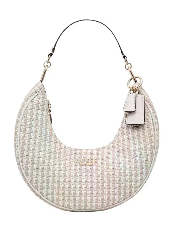 Guess Woven Tote Bag With Charm Details - Neutrals