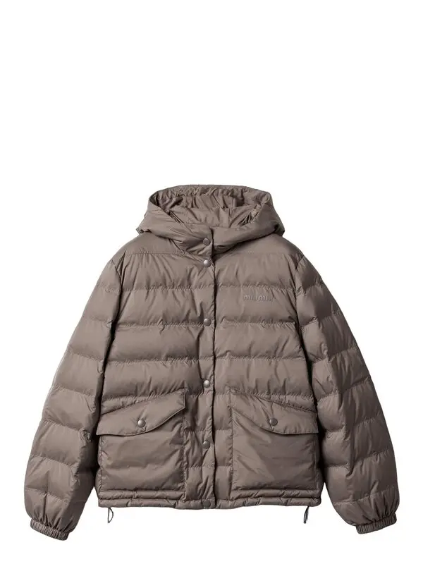 Miu Miu Technical Pongé Down Jacket - Steel Gray