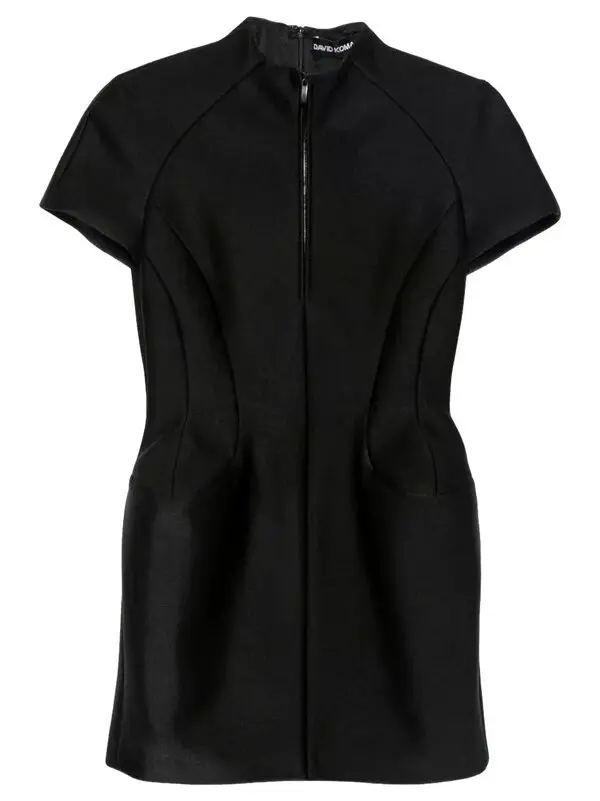 David Koma Zip Short-sleeve Mini Dress - Black