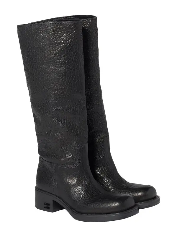 Miu Miu Leather Boots - Black