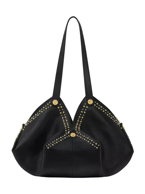 Versace Protea Leather Shoulder Bag - Black