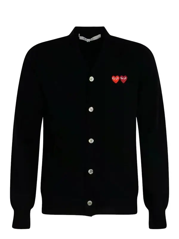Play Comme Des Garcon Heart-patch Wool Cardigan - Black