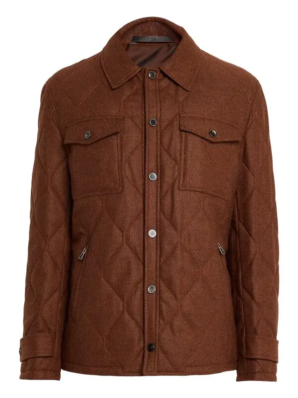 Isaia Quilted Wool-blend Jacket - Brown