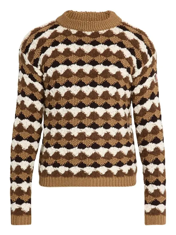 Moncler Geometric Jacquard Wool-blend Sweater - Brown