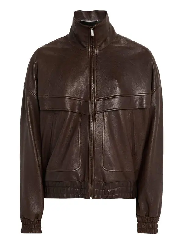Saint Laurent Leather Blouson Jacket - Noisette