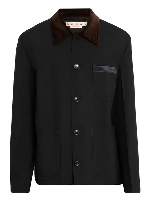 Marni Tropical Wool Workwear Jacket - Black