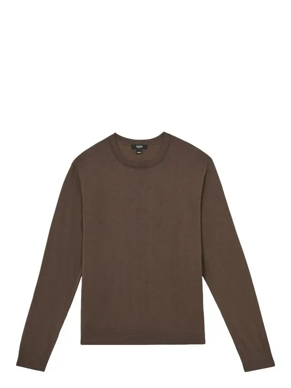 REISS Merino-wool Crewneck Sweater - Chocolate