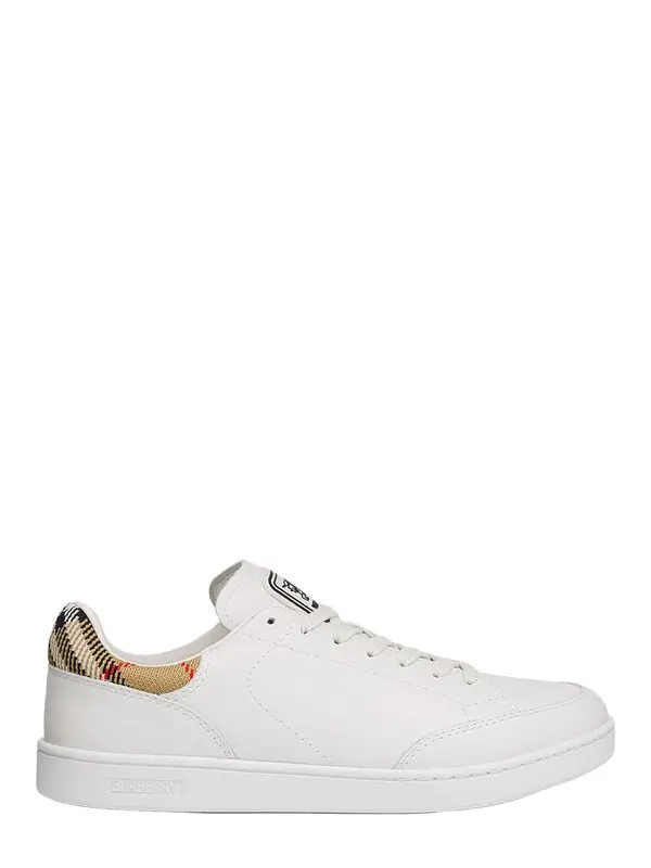 Burberry Set Leather & Check Low-top Sneakers - P. Whites