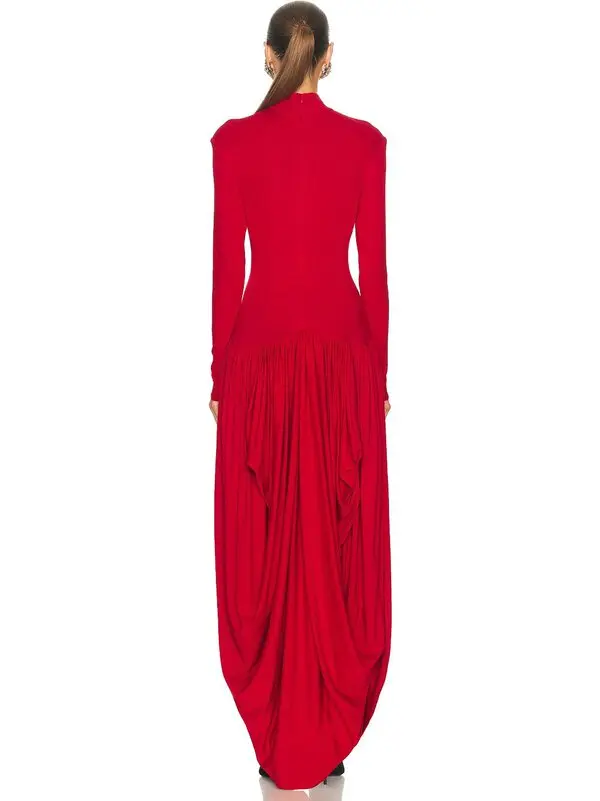 Magda Butrym Long Sleeve Draped Dress - Red