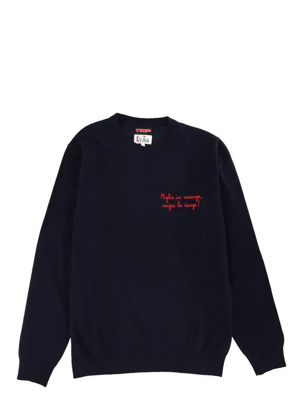 MC2 SAINT BARTH Embroidered Wool Sweater - Blue
