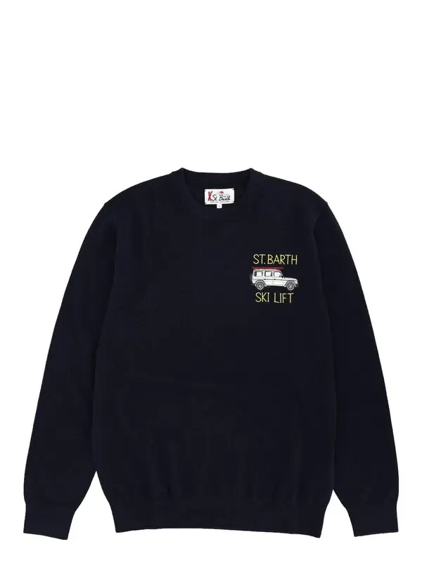 MC2 SAINT BARTH Embroidered Wool Sweater - Blue